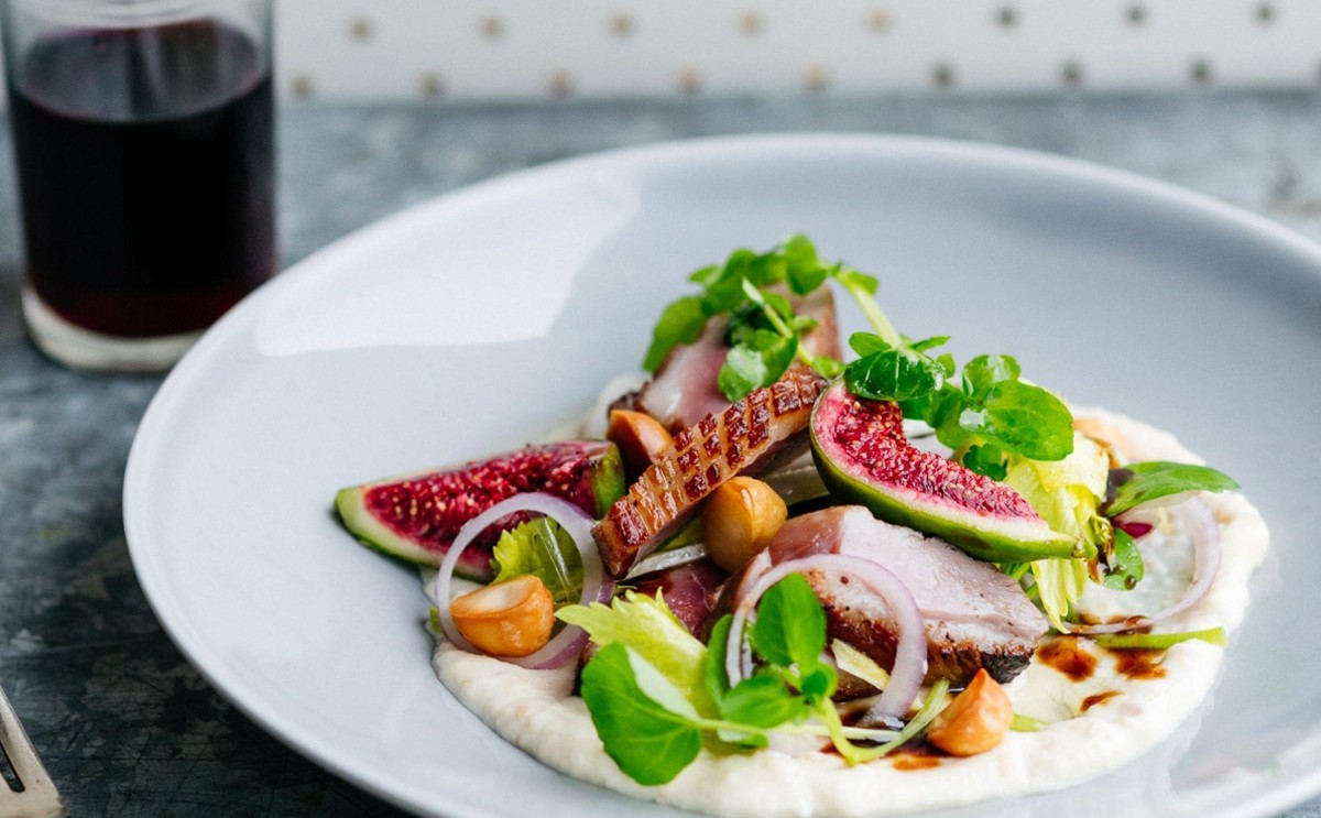Al Brownʼs Duck and Fig Salad With Macadamia Romesco Recipe: Verified ...