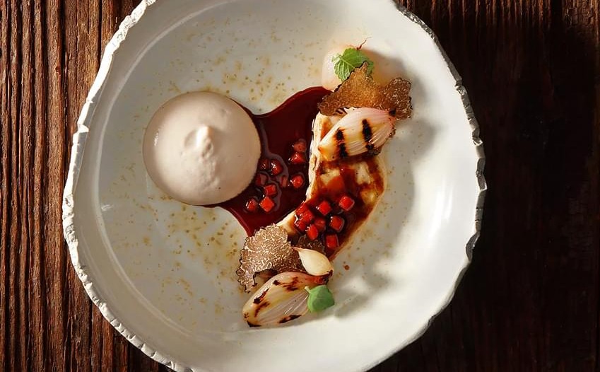 Alex Tsiotinisʼ Foie Gras "Stifado" with Chestnut Foam and Smoked Eel ...