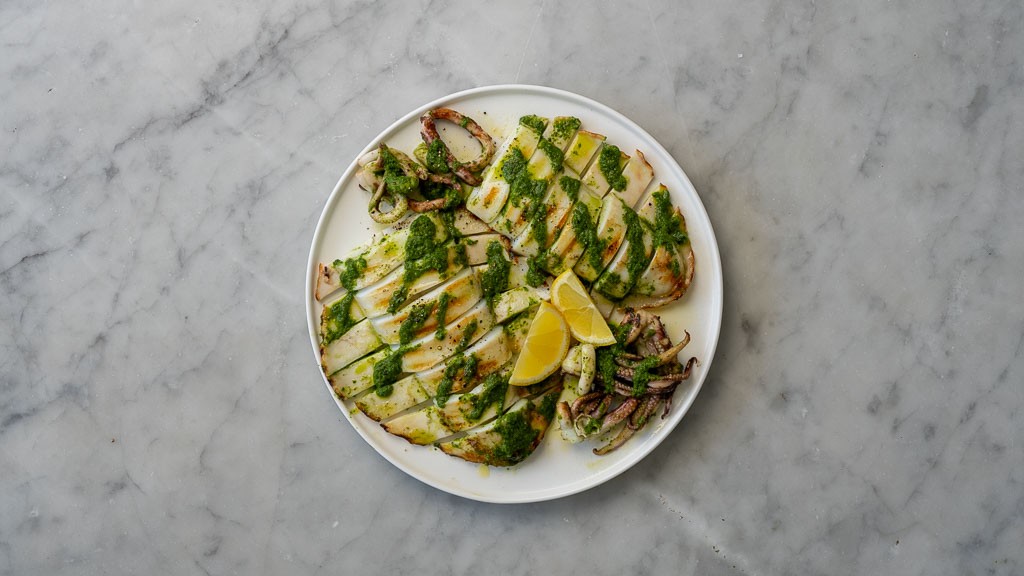 Matt Moranʼs Barbecued Calamari with Salsa Verde Recipe: Verified by ...