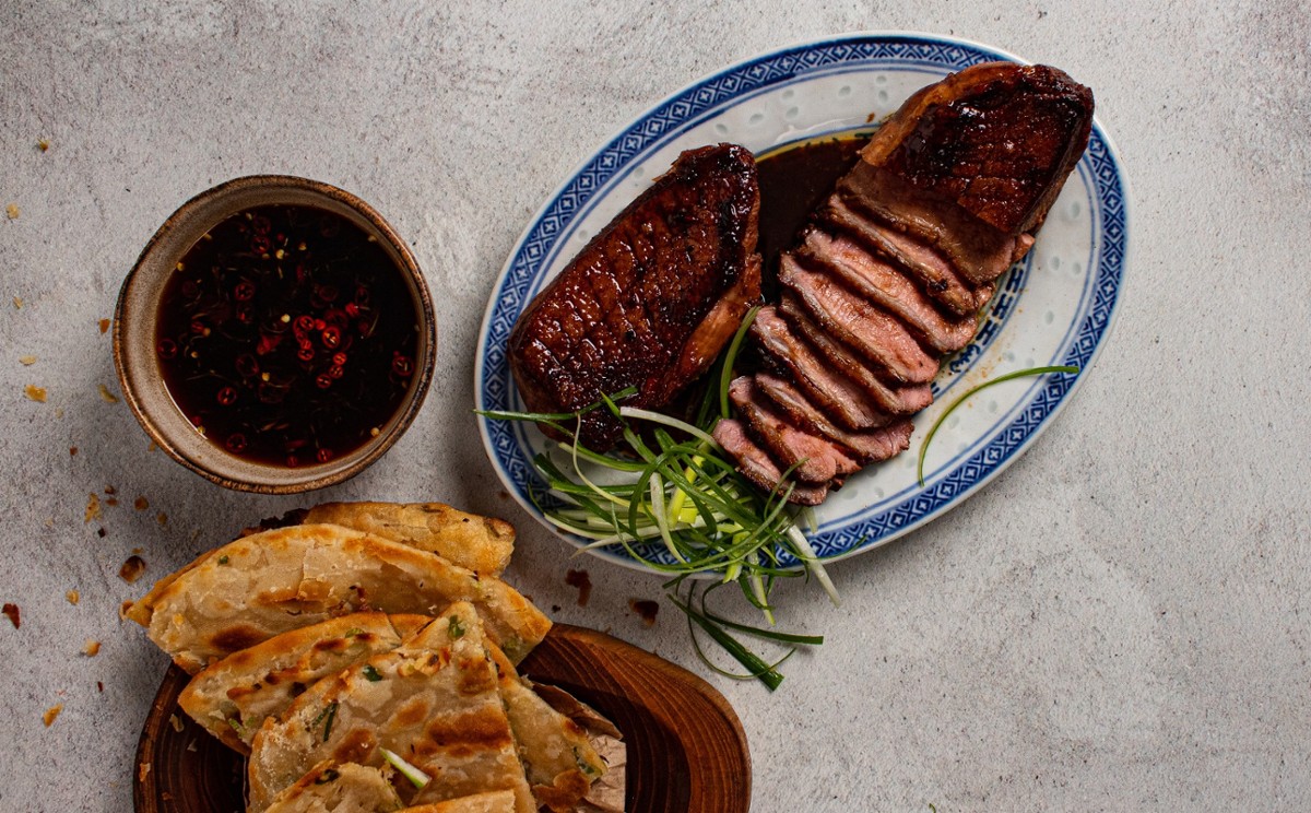 David Higgsʼ Crispy Spring Onion Pancakes with Duck Breast Recipe ...