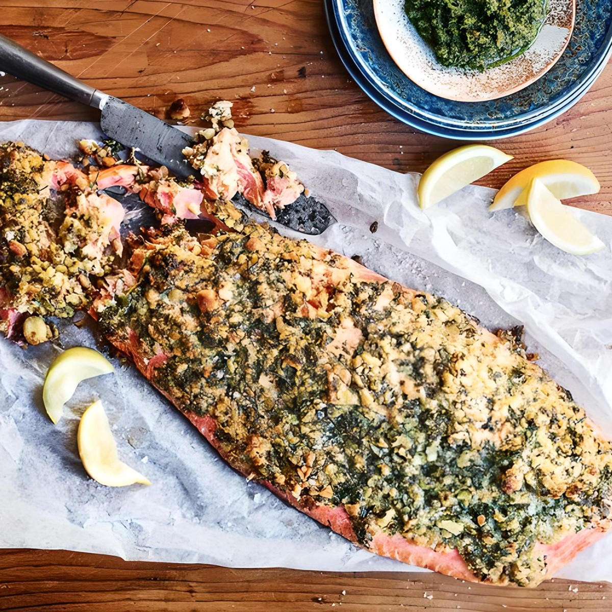 Shannon Bennettʼs Baked Ocean Trout with Parsley Macadamia Butter ...